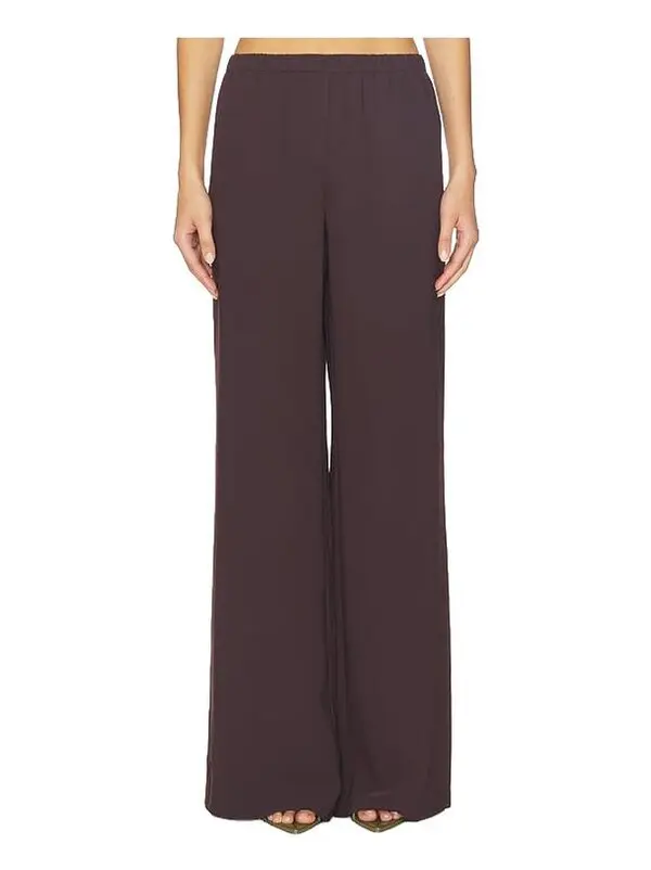Amanda Uprichard Mariko Wide Leg Crepe Pants - Brown