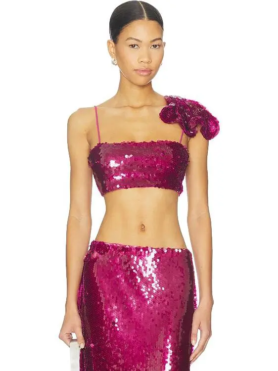 MOTHER OF ALL Mela Sequins Top - Fuchsia