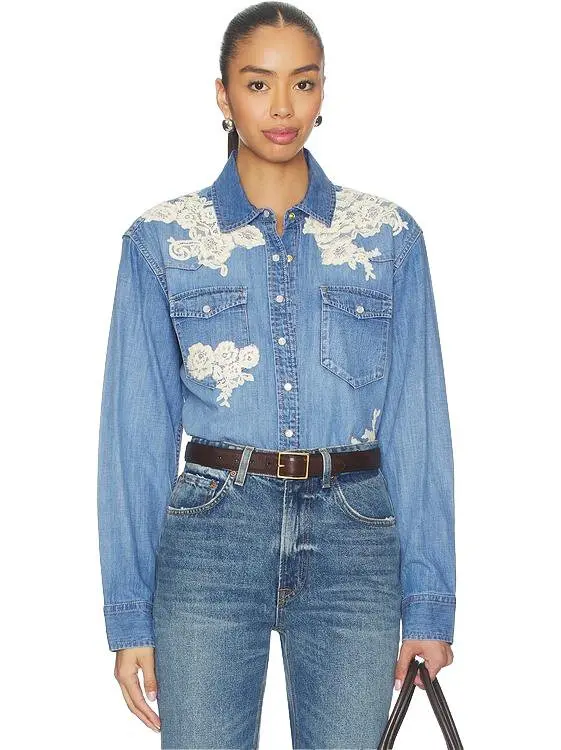 LoveShackFancy Kelith Shirt - Blue