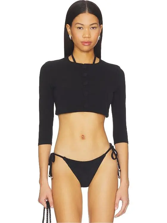 Lisa Marie Fernandez Cropped Cardigan - Black