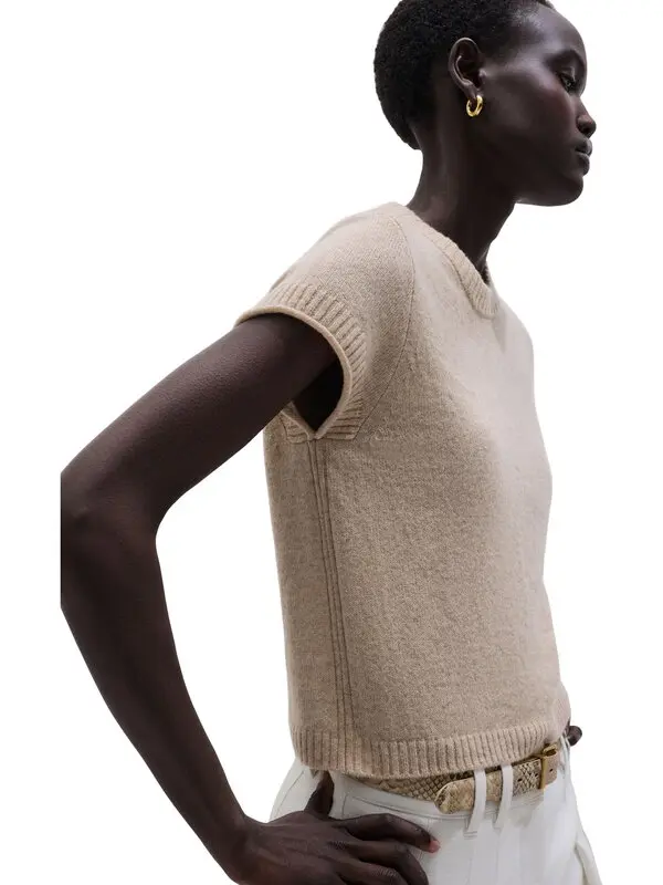 ME+EM Cashmere Shrunken Knit Baby Tee - Oatmeal
