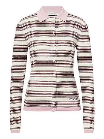 Moncler Striped Long-sleeve Polo Shirt - Natural