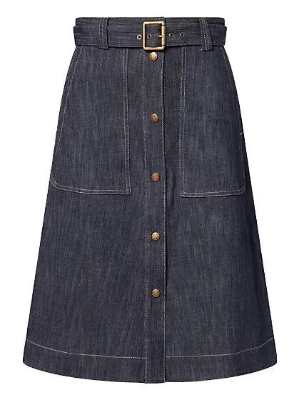 Moncler Pleated Cotton-blend Mini Skirt - Blue Denim