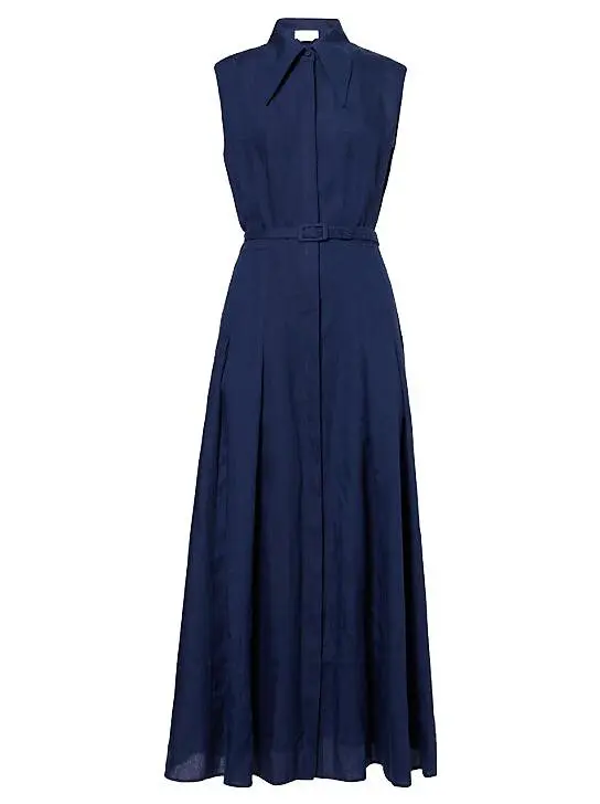Gabriela Hearst Durand Linen Maxi Dress - Electric Navy