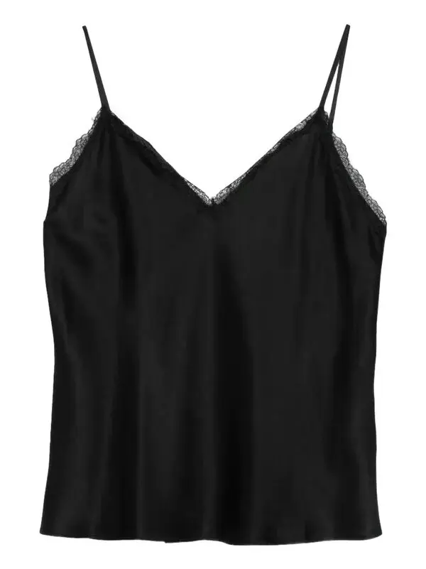 MAISON123 Lace V-neck Top - Black