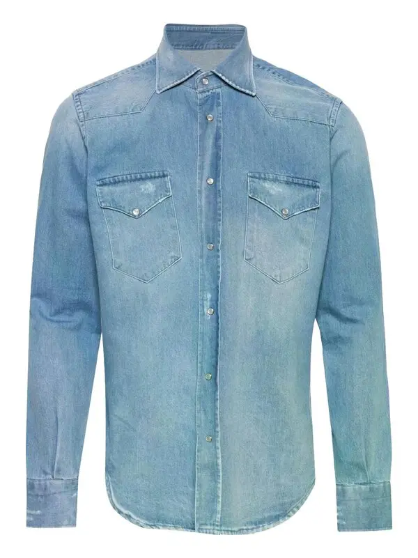 SARTORIO NAPOLI Panelled Denim Shirt - Blue
