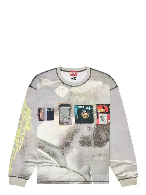 DIESEL® Graphic-patterned Long Sleeve T-shirt - Grey