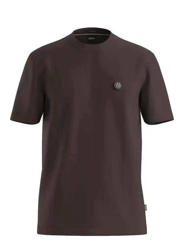 BOSS Mercerised-cotton T-shirt With Double B Monogram - Brown