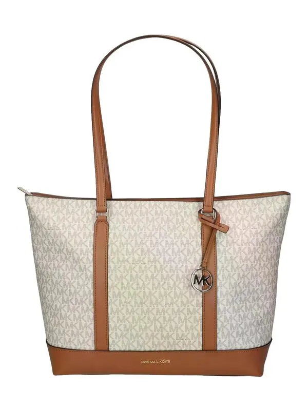 Michael Kors Large Monogram Charm Tote Bag - Neutrals