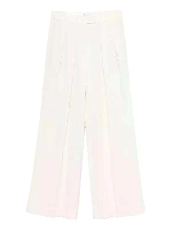 Brunello Cucinelli Pleated Wide Leg Trousers - White