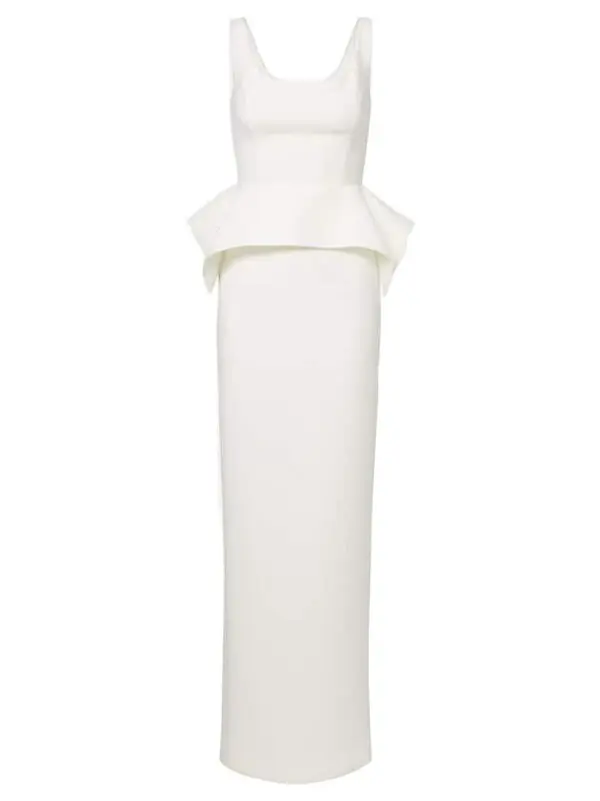 Roland Mouret Peplum Crepe Gown - White