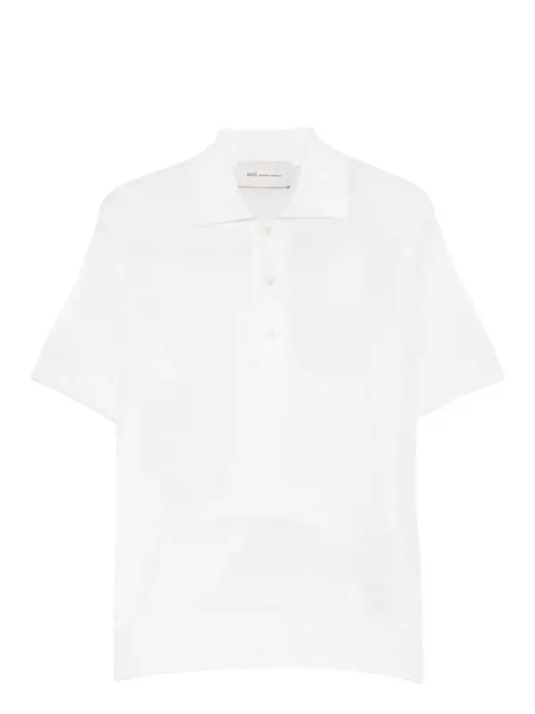 AMI Paris De Coeur Wool Polo Shirt - White