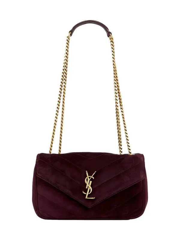 Saint Laurent Loulou Suede Shoulder Bag - Smoky Burgundy
