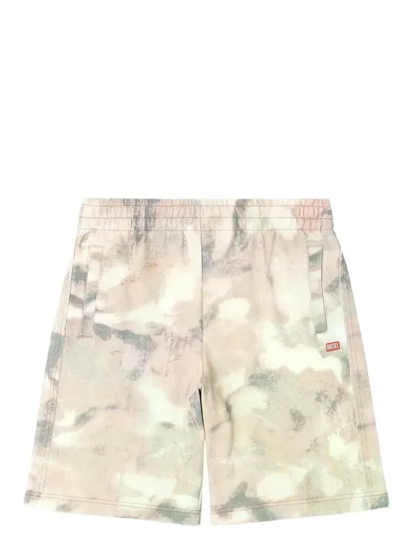 DIESEL® Abstract Camouflage Print Cotton Sweat Shorts - Neutrals
