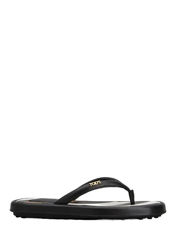 TOD'S Leather Thong Sandals - Black