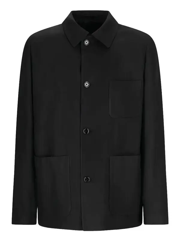 LARDINI Patch-pocket Shirt Jacket - Black