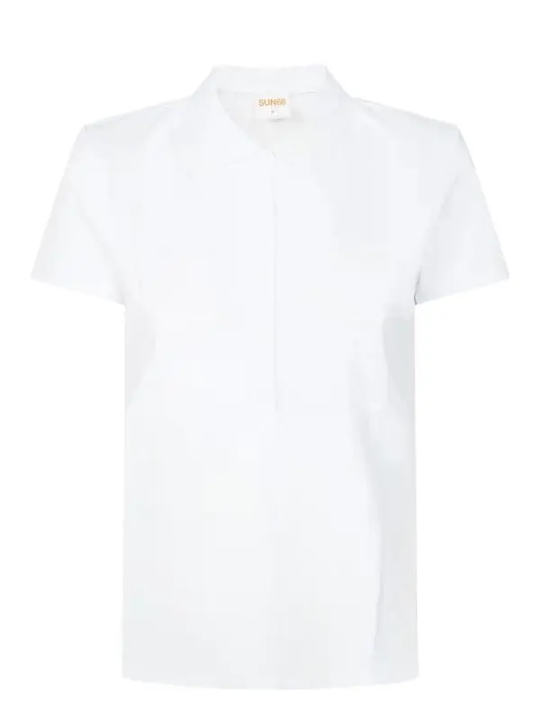 SUN 68 Buttoned Polo Top - White