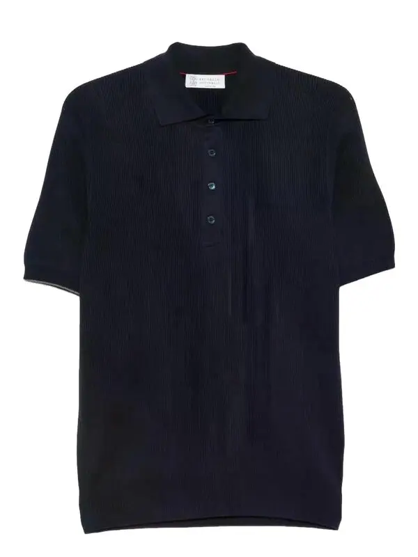 Brunello Cucinelli Ribbed Polo Shirt - Blue