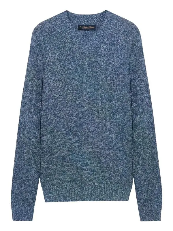 Brooks Brothers Mouliné Knit V-neck Sweater - Blue