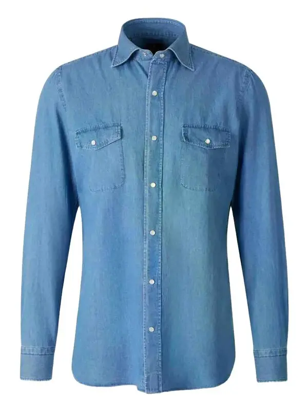 LUIGI BORRELLI Flap-pocket Shirt - Blue