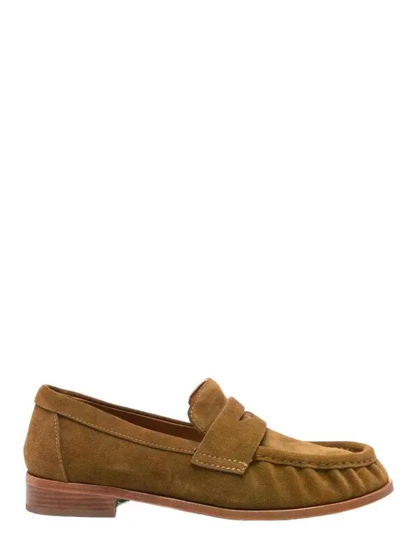 STRATEGIA SHOES Suede Strap Loafers - Brown