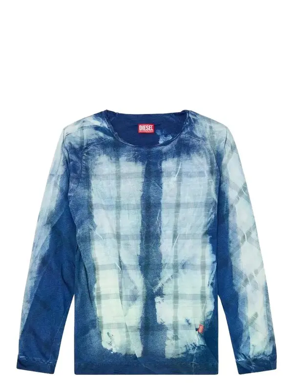 DIESEL® T-anton Check-pattern T-shirt - Blue