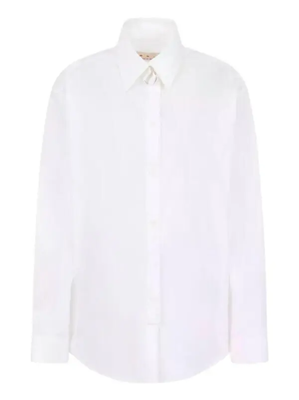 Marni D-ring Logo Organic Cotton Poplin Shirt - White