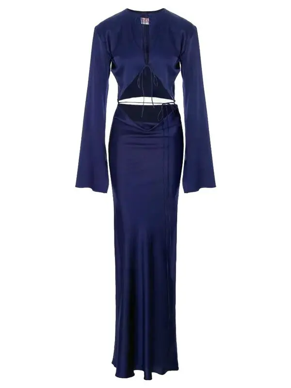 MANURI Sylvia Cut-out Silk Dress - Blue