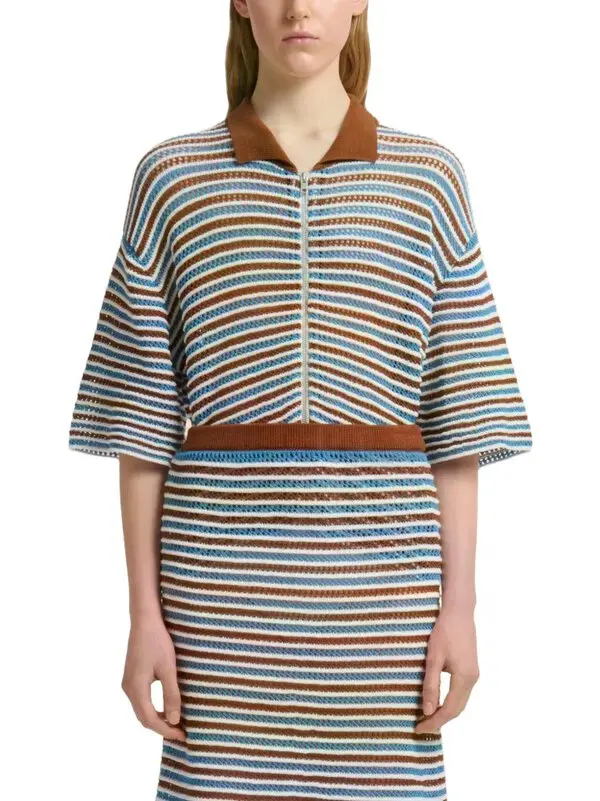 Marni Striped Crochet A-line Midi Skirt - Brown