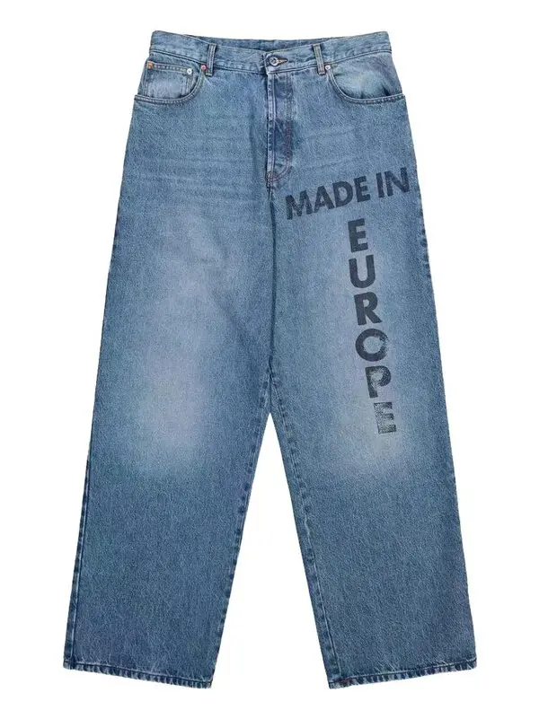 Vetements Text-print Straight Leg Jeans - Blue