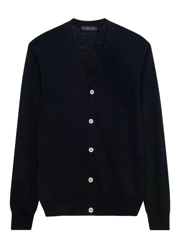 Brooks Brothers V-neck Ribbed Cardigan - Blue