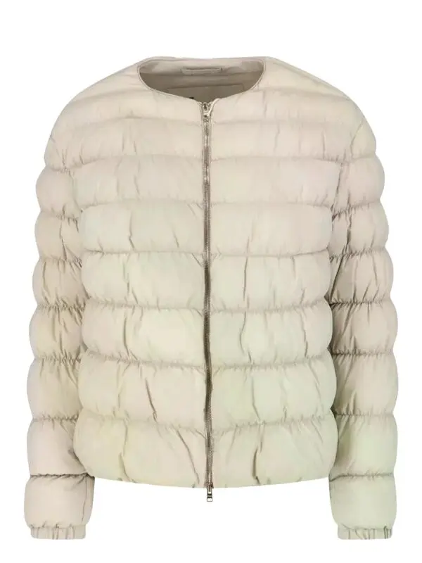 Herno Quilted Zip Up Coat - Neutrals