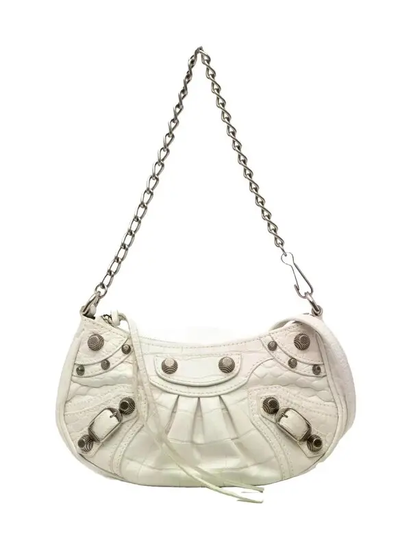 Balenciaga 2022 Mini Embossed Leather Le Cagole Satchel - White