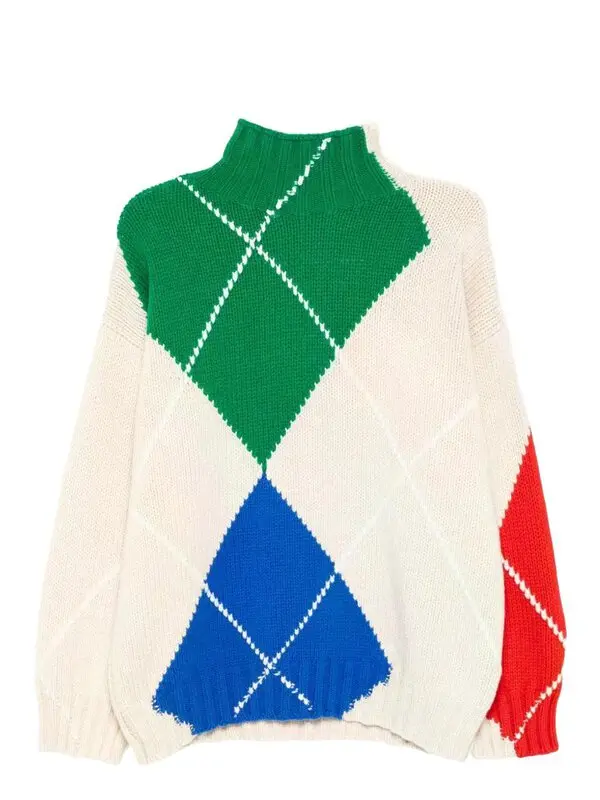 JW Anderson Argyle Turtleneck Sweater - White