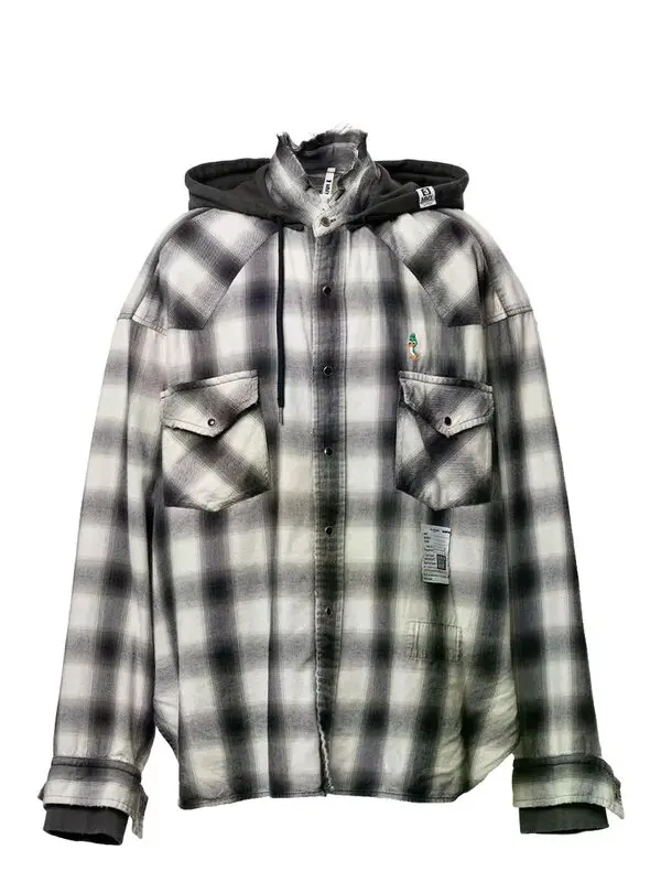 Mihara Yasuhiro Hooded Checkered Shirt - Black
