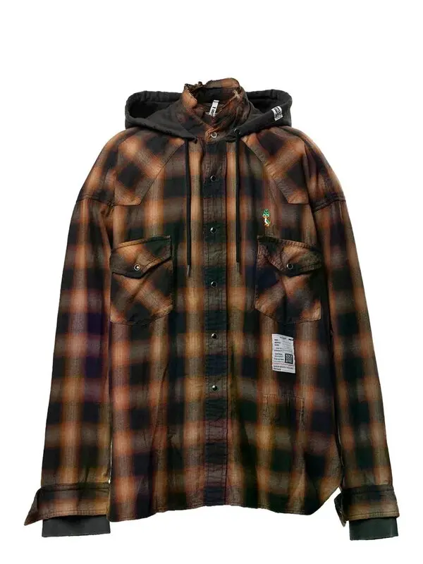 Mihara Yasuhiro Hooded Checkered Shirt - Black