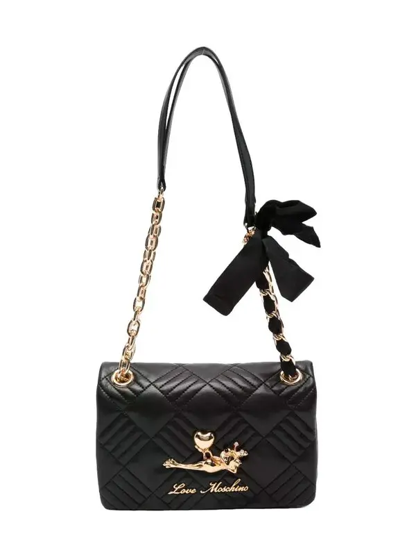 Moschino Quilted Shoulder Bag With Chain Strap - Black