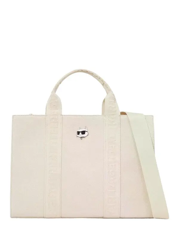 Karl Lagerfeld Medium Ikon Choupette Square Tote Bag - Neutrals