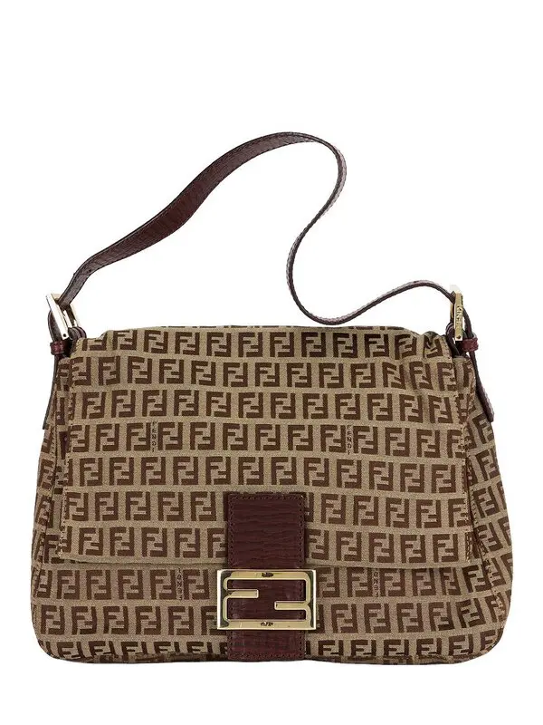 Fendi Zucchino Mama Baguette Shoulder Bag - Brown