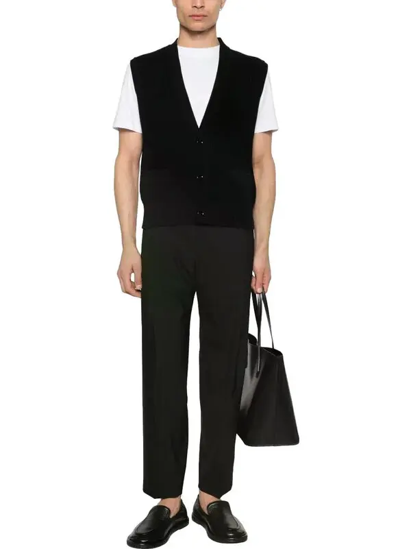 LARDINI Buttoned V-neck Sleeveless Cardigan - Black