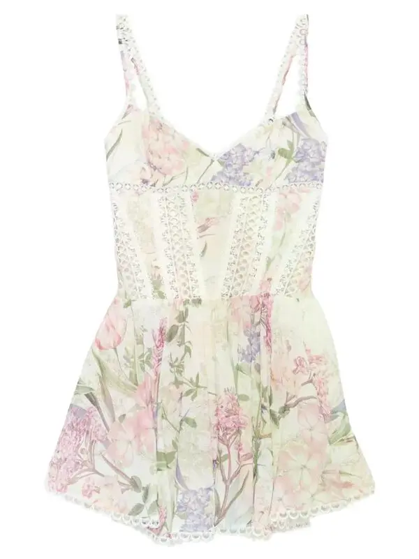 Charo Ruiz Ibiza Gardenia Floral-print Mini Dress - Neutrals