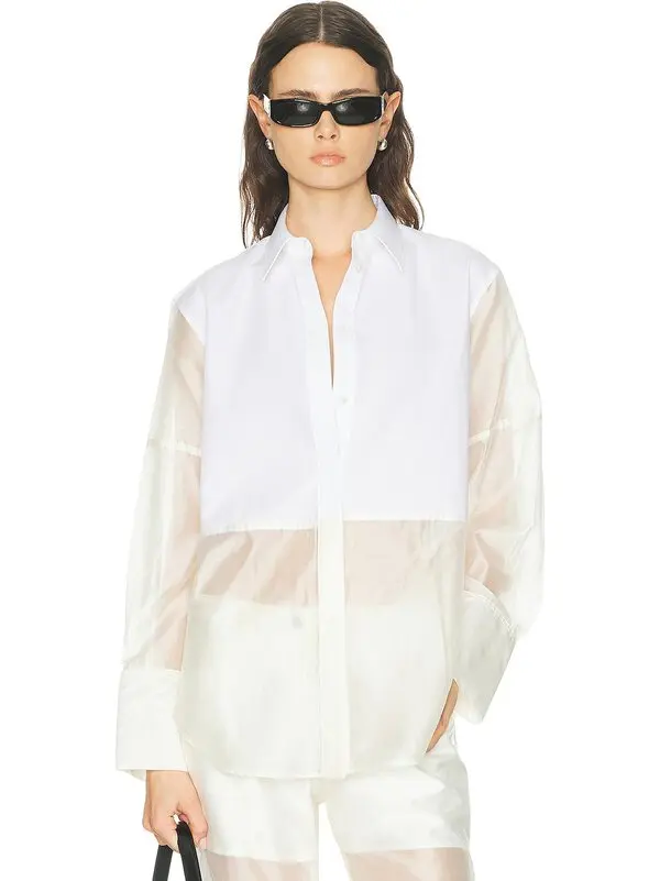 Helmut Lang Combo Long Sleeve Shirt - White & Soft White