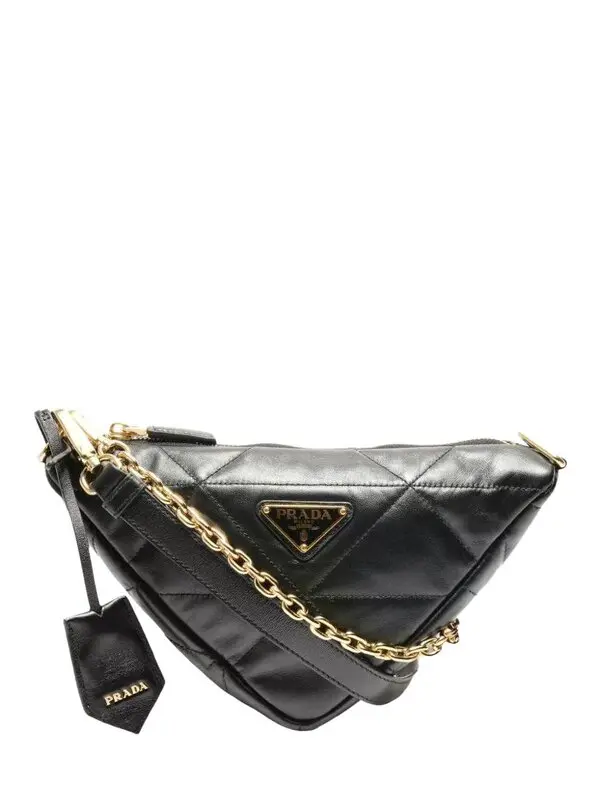 Prada Triangle-shaped Quilted Cross Body Bag - Black