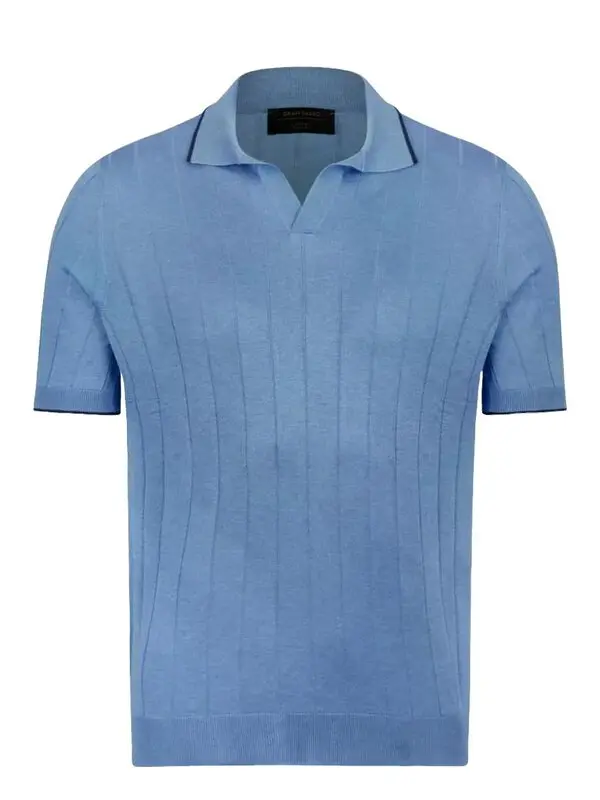 GRAN SASSO Ribbed V-neck T-shirt - Blue
