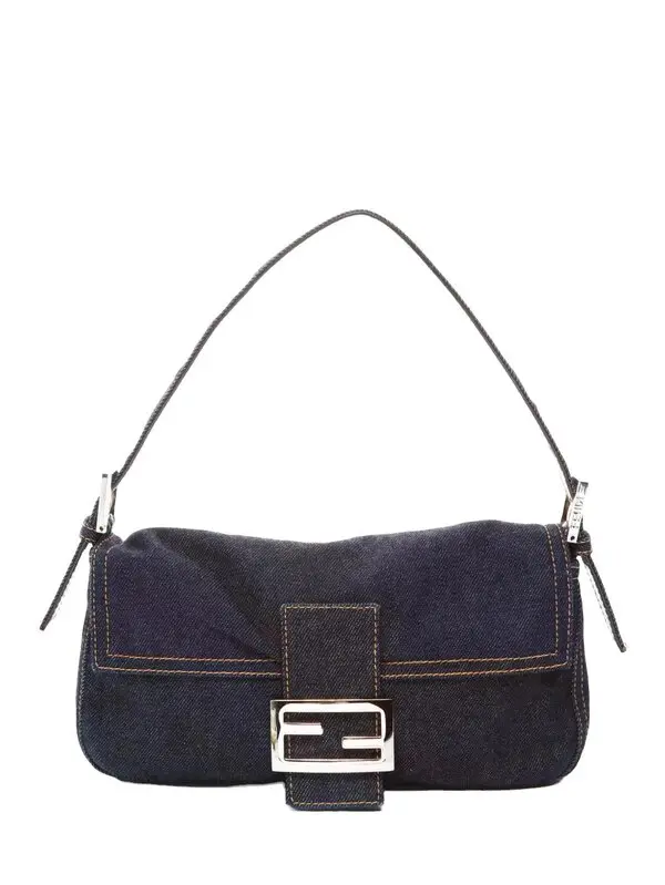 Fendi 2000s Mamma Baguette Denim Shoulder Bag - Blue