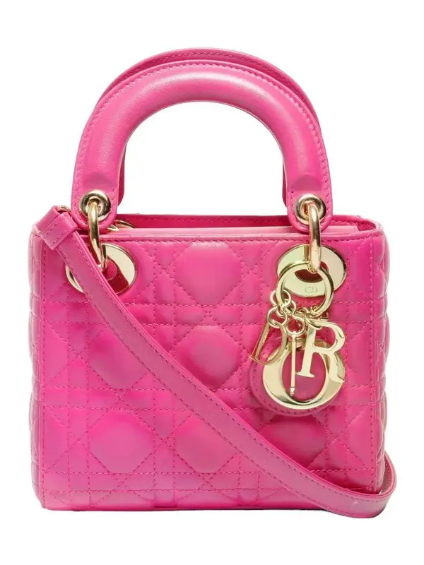 Dior 2014 Mini Lady Leather Tote Bag - Pink