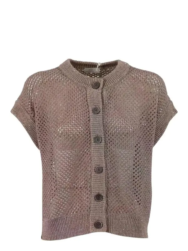 Peserico Knitted Short-sleeve Cardigan - Neutrals