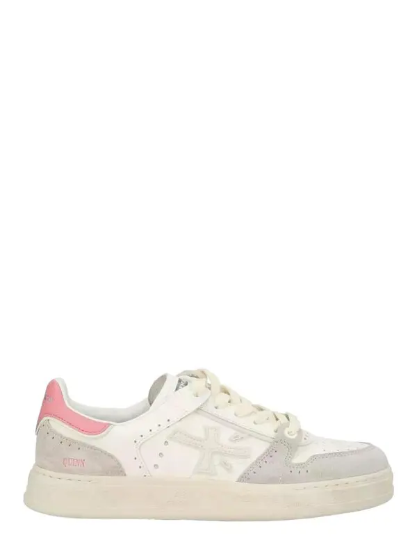 Premiata Quinnd 8214 Perforated Leather Sneakers - Neutrals
