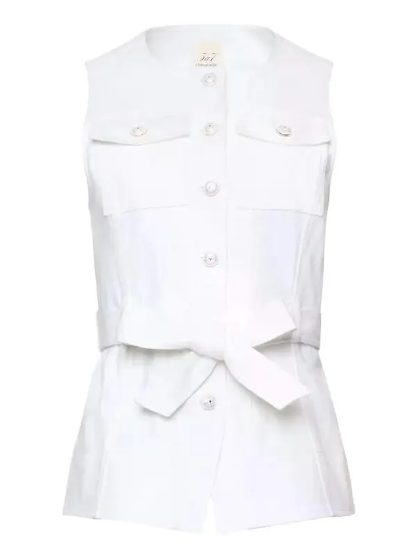 Cinq À Sept Button Belted Top - White