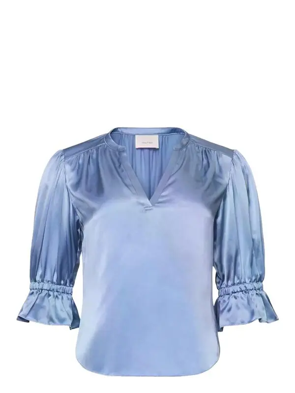 Cinq À Sept Weiley Ruffled V-neck Top - Blue